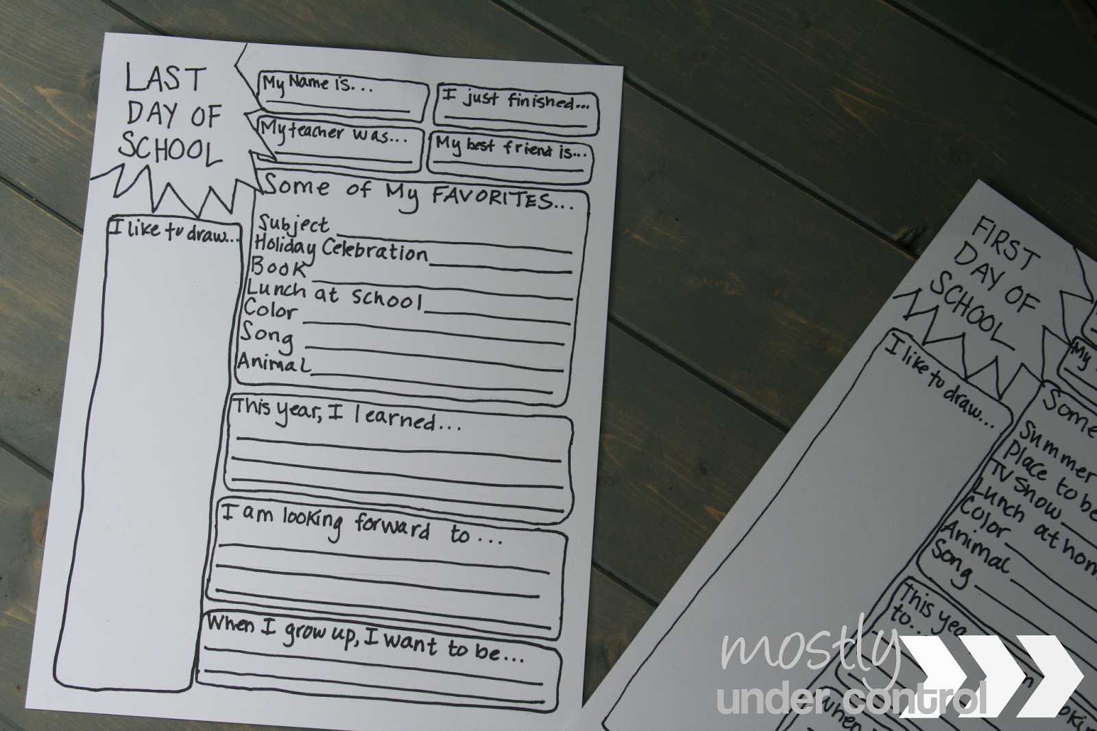 First Day and Last Day of School Printable - All About Me - Mostly ...