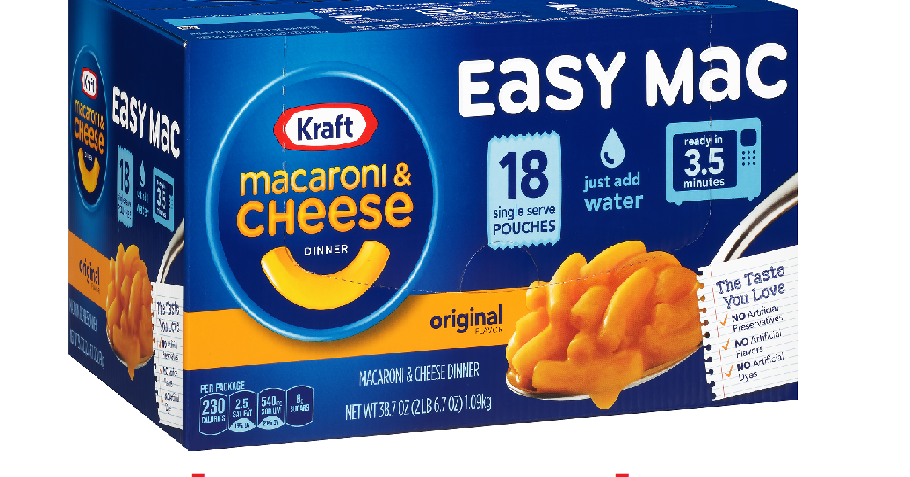 18 Pack of Kraft Easy Mac Original Macaroni and Cheese Dinner ...