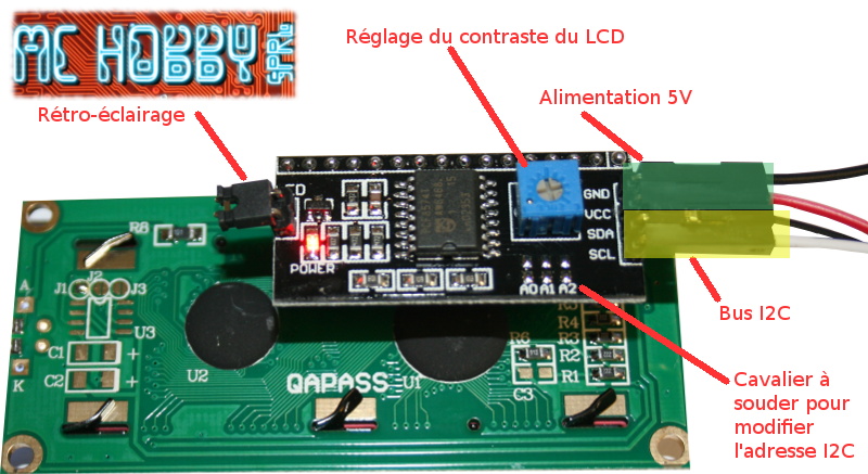 Mise-à-jour tutoriel: Backpack I2C pour écran LCD (16x2 ou 20x4) - MCHobby - Le Blog