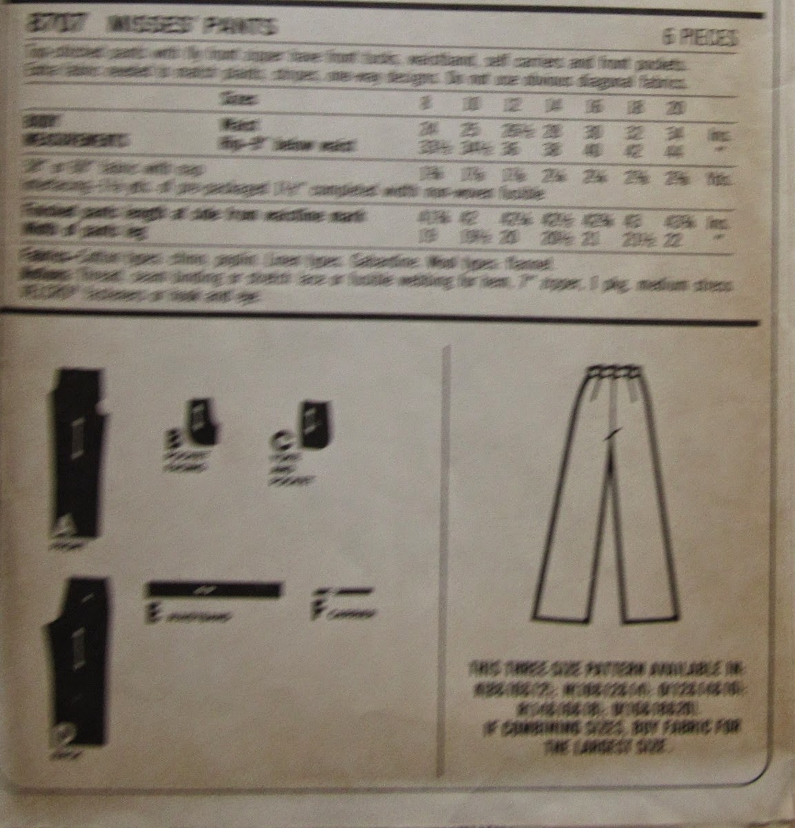 SimplySewing: Uncut Sewing Pattern Misses Pants Size 14 16 18 Vintage ...