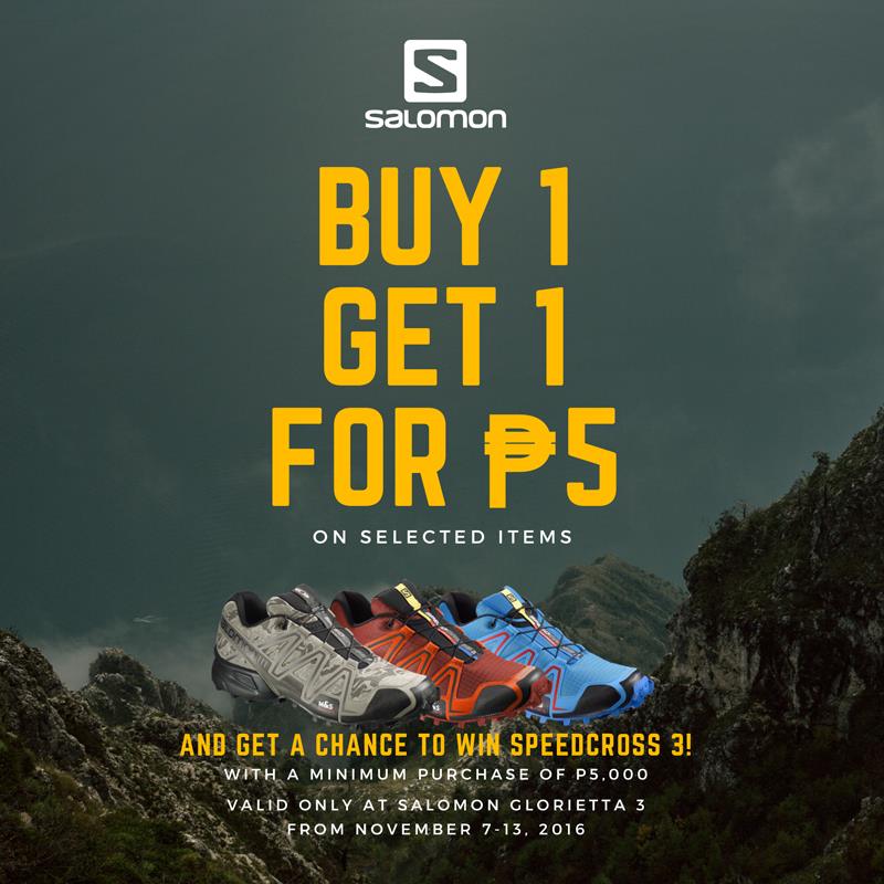 Manila Shopper: Salomon Glorietta Buy1 Get1 for P5: Nov 2016