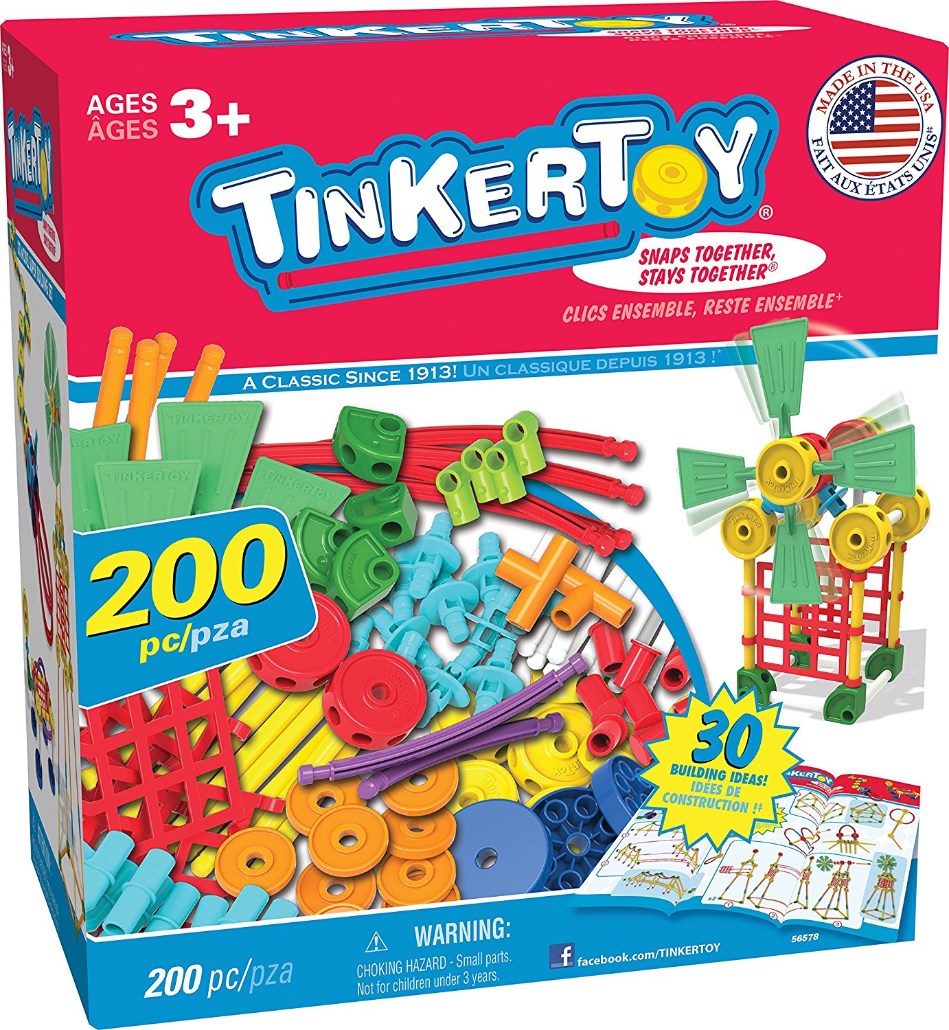 TINKERTOY 30 Model Super Building Set – 200 Pieces – For Ages 3 ...