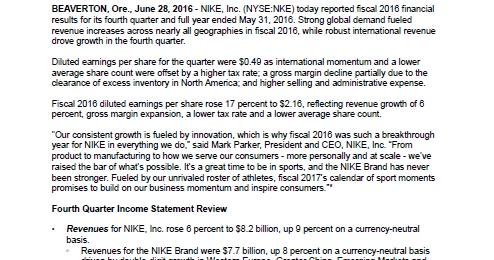 Nike annual report 2016