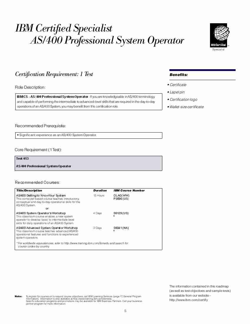 IBM AS400 ONLINE TRAINING: AS 400 CERTIFICATION ROADMAPS