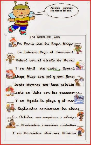 Disfruto en mi cole: Poema de los meses del año