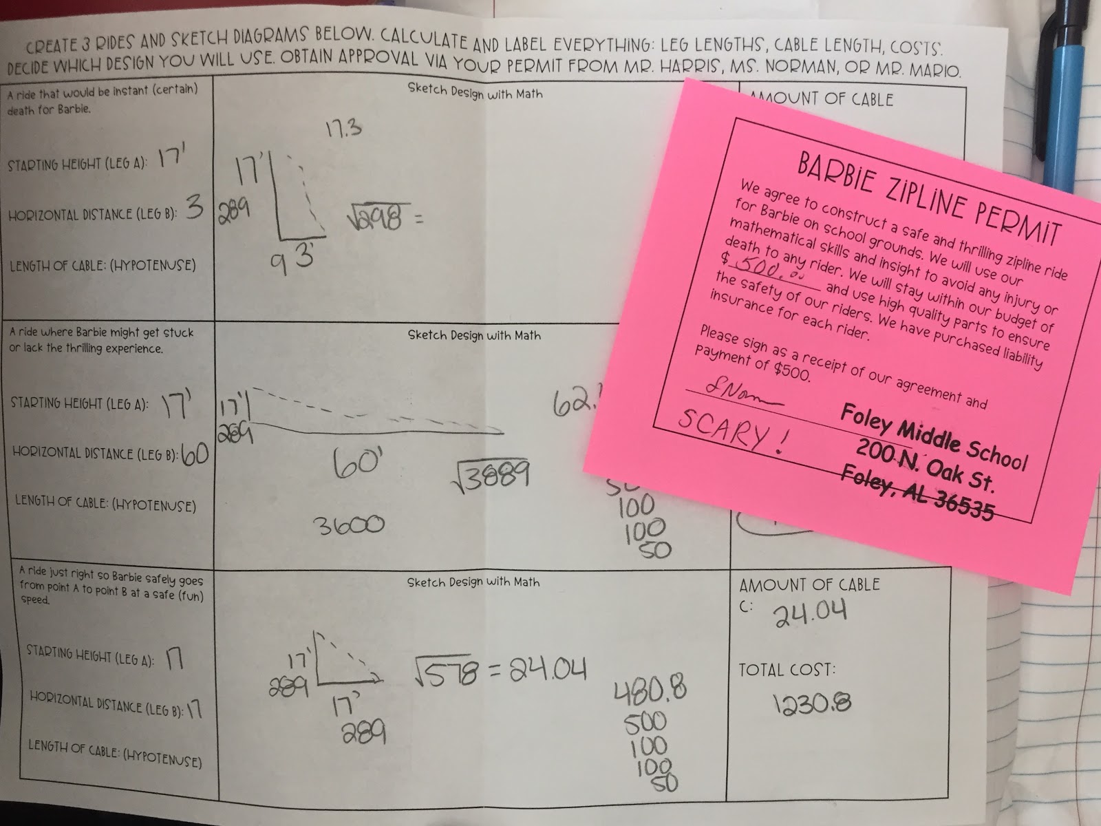 Barbie Zipline for Pythagorean Theorem and Inverse Trig Functions | No ...