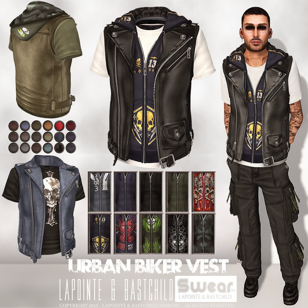 LAPOINTE AND BASTCHILD: New! "Urban" Biker Vests w/Hoodies - Men's and ...