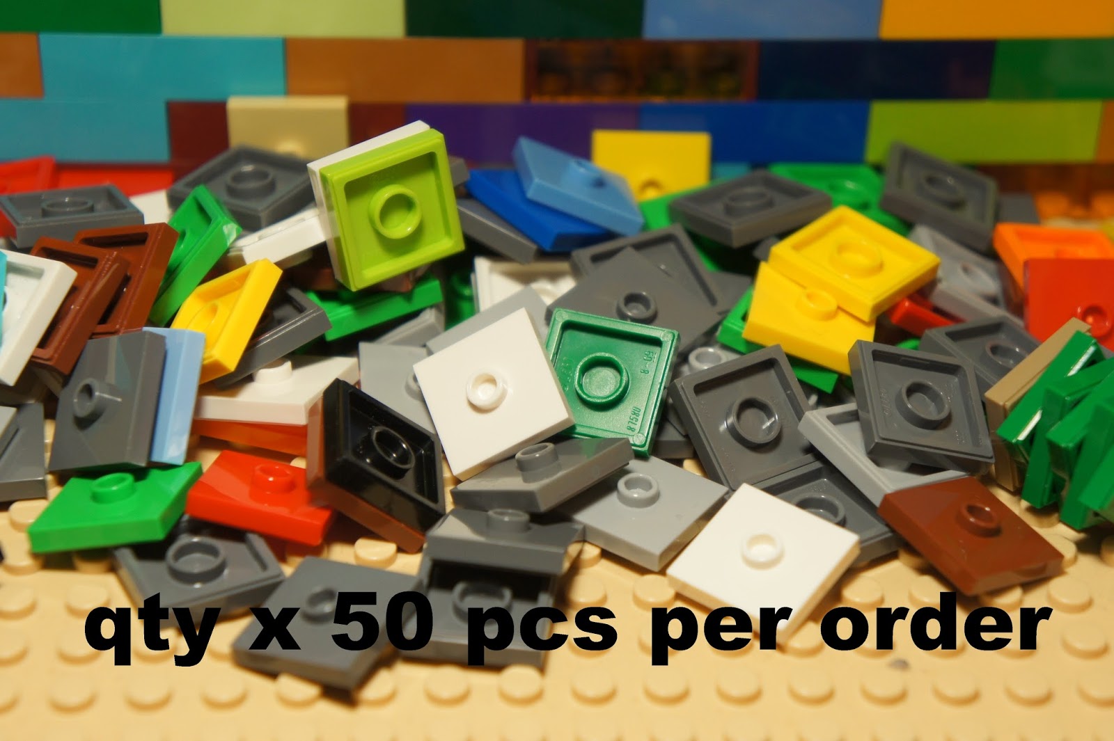 LEGO 23893 Assorted 2x2 Plate w/ Groove &1 Center Stud / Jumper Tile x ...