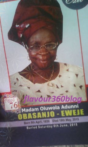 PIUS ODIRI'S BLOG: Esther Adunni-Eweje, Obasanjo's Sister Buried Today ...