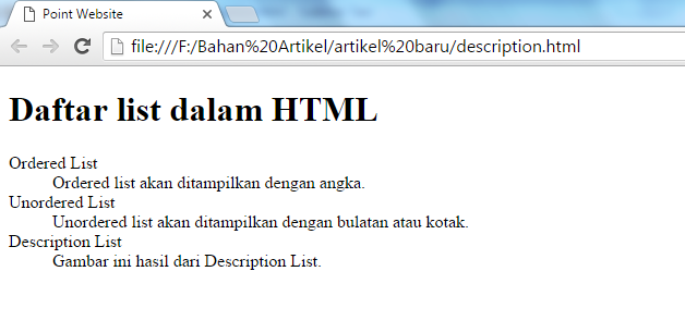 Cara Membuat List Dalam HTML - Point Website