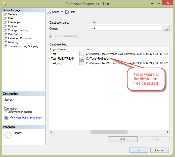 How to create a file stream on a database. ~ Learn SQL Concepts