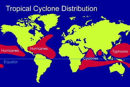 Tropical Cyclones of the World - Cause & Different Names around the ...