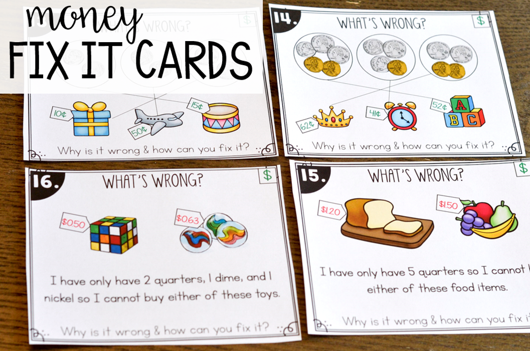 Higher Order Thinking Math in First Grade - Fix it Cards - Susan Jones