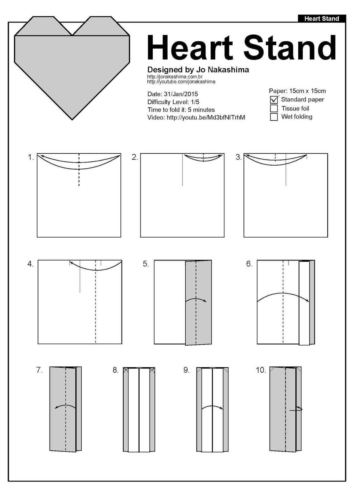 Diagram Heart Stand-Jo Nakashima - Ruby Book Origami