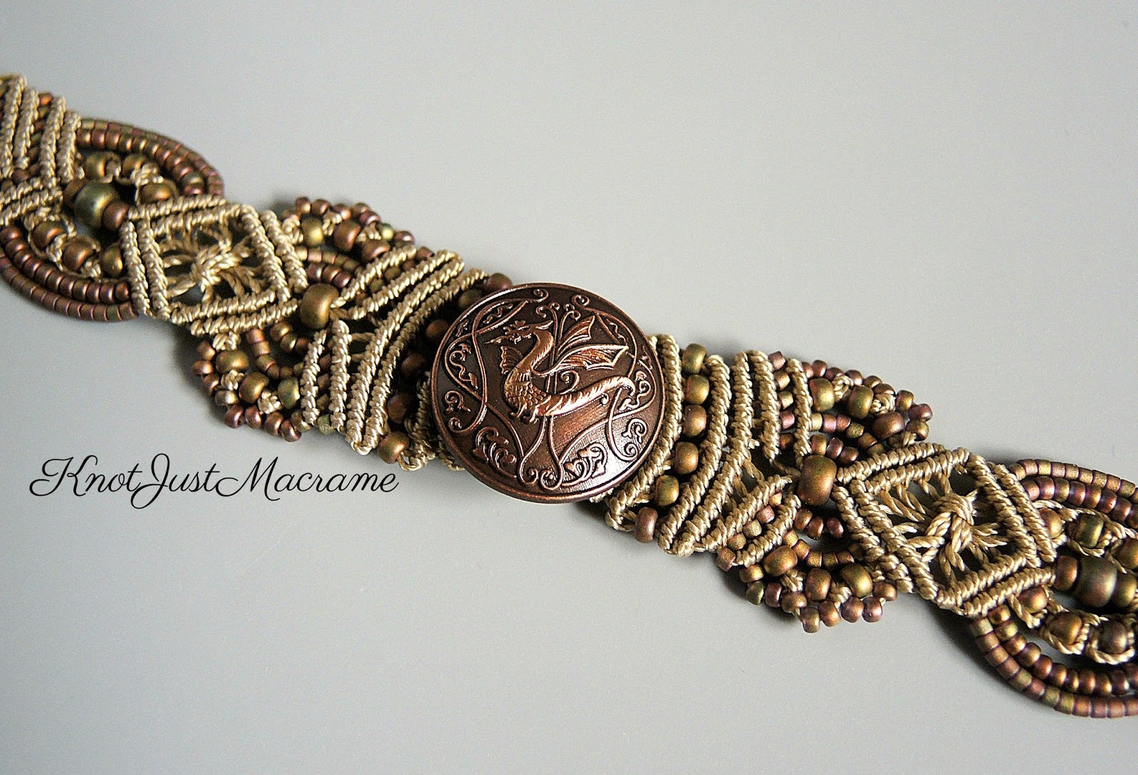 Knot Just Macrame by Sherri Stokey: Copper Celtic Dragons and Micro Macrame