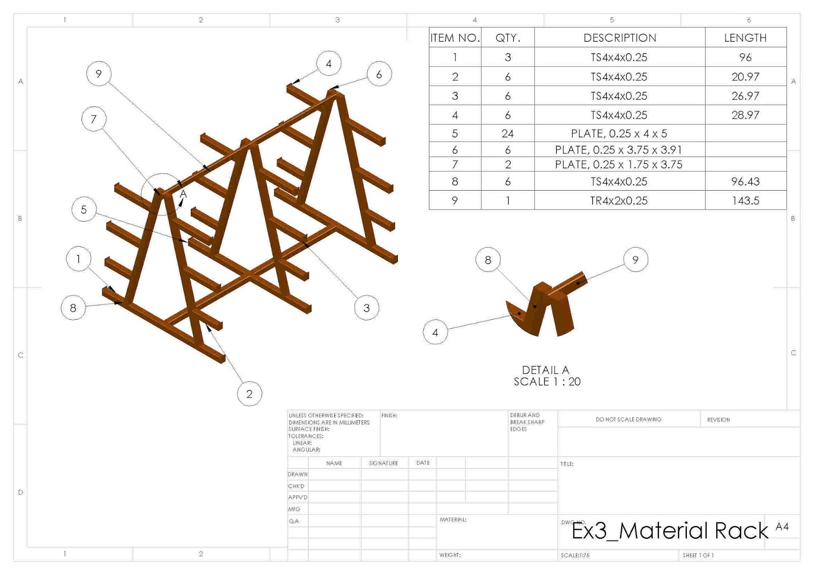 3D CAD Solutions- Freelancer: Material Rack- Weldment Solidworks 2013