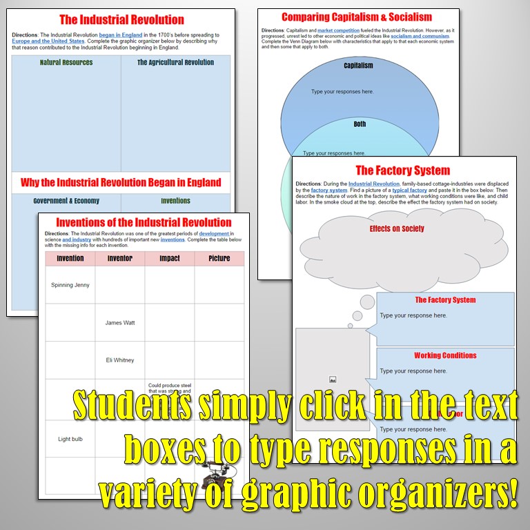 Students of History: Industrial Revolution Digital Interactive Notebook ...