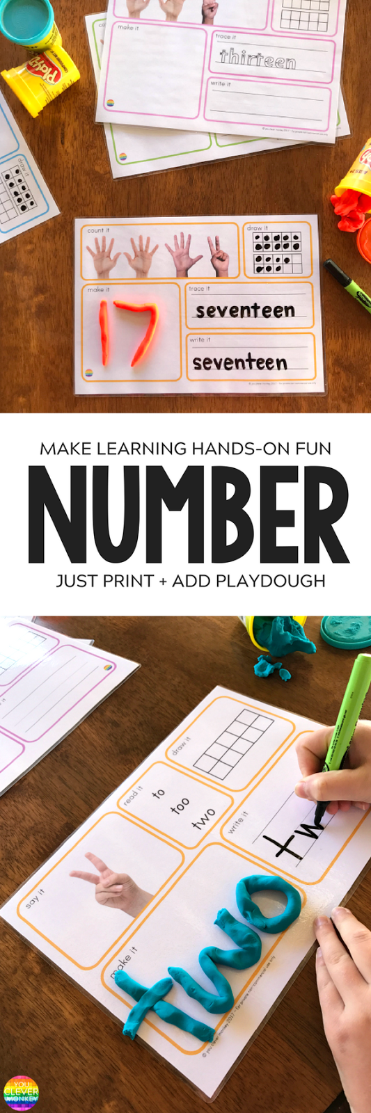 NUMBER SAY IT READ IT DRAW IT MAKE IT WRITE IT MATS | you clever monkey