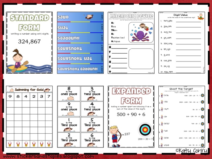 stickers and staples: Place Value Olympics!!