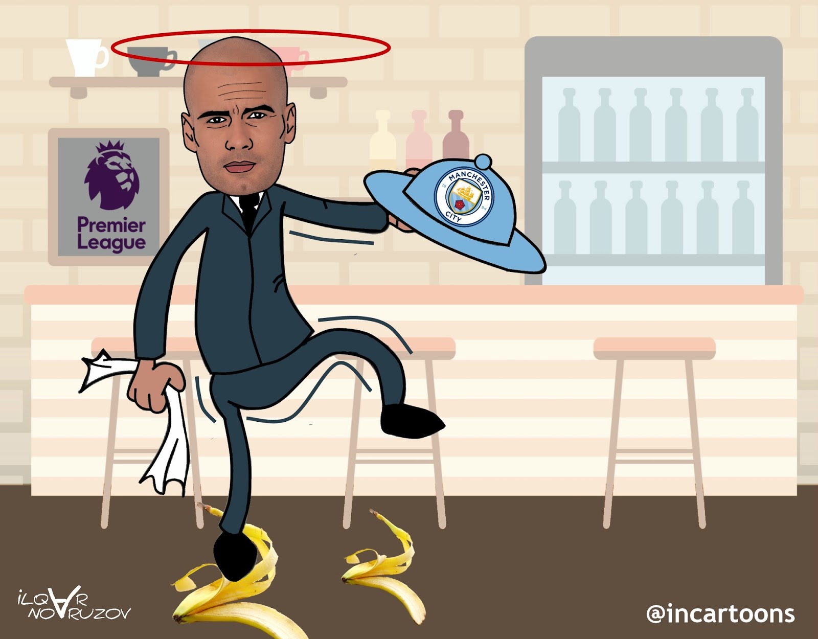 Ilqar Novruzov Cartoon: Pep Guardiola Manchester City cartoon.
