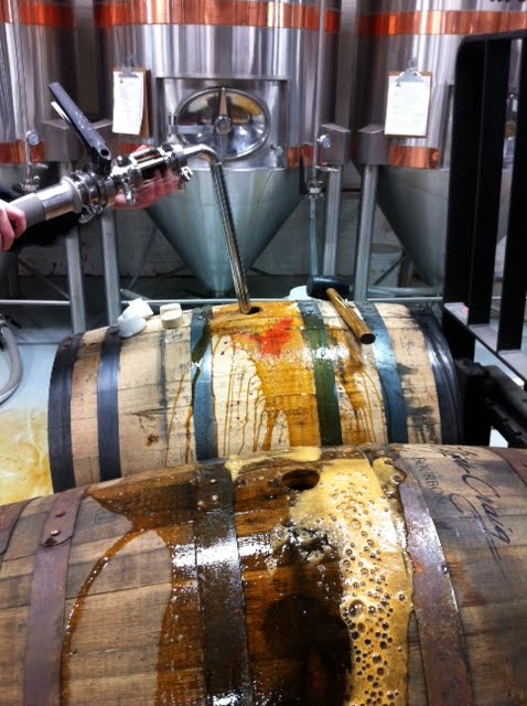 The Wine and Cheese Place: Filling the 2 barrels at 4 Hands Brewing Company