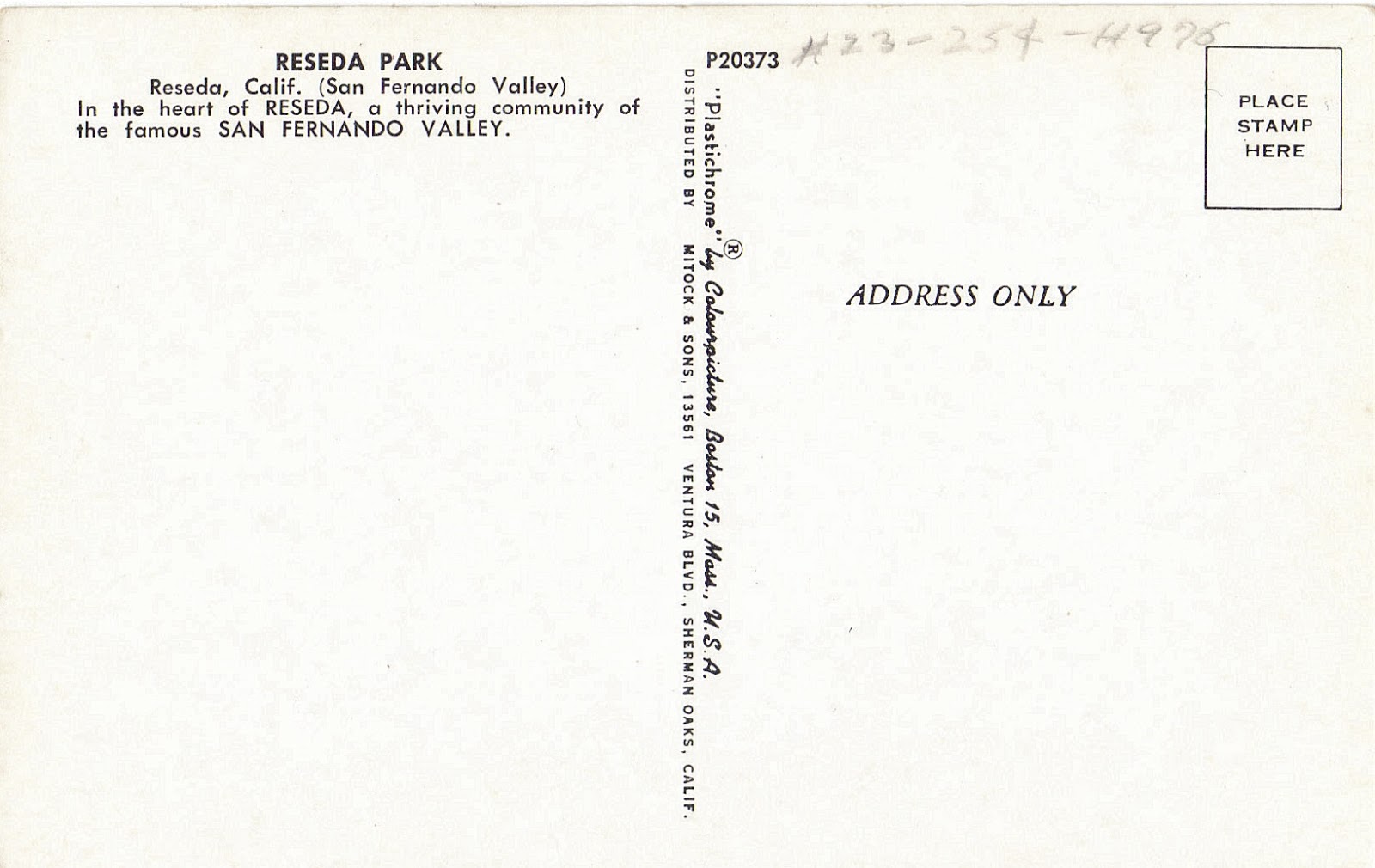 Reseda Park Postcard | San Fernando Valley Blog
