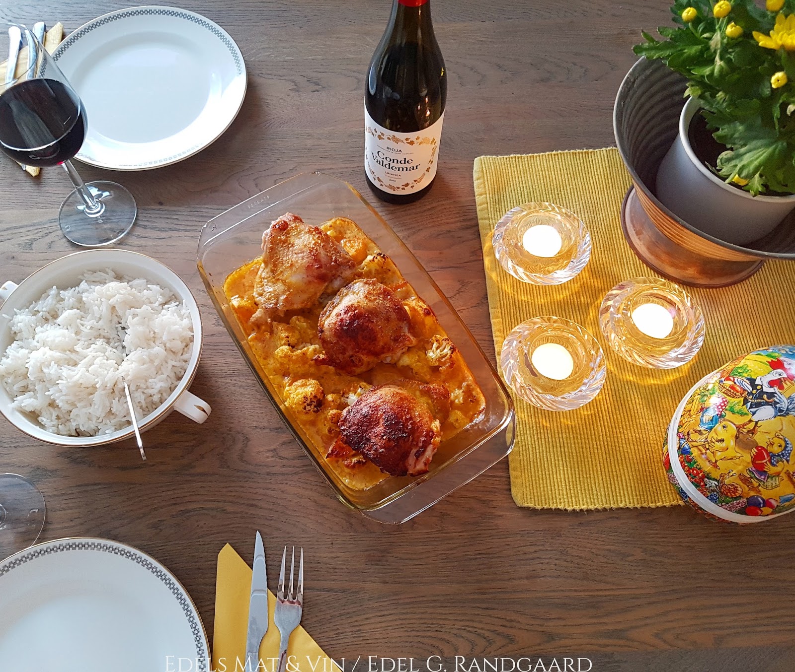 Edels Mat : Kylling korma med basmatiris og salat