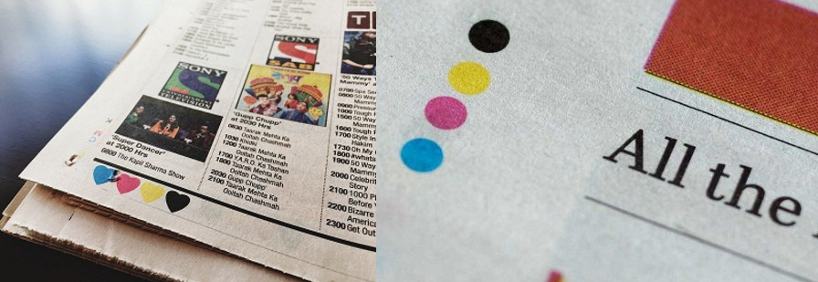 What are four coloured dots on Newspaper? What is CMYK?