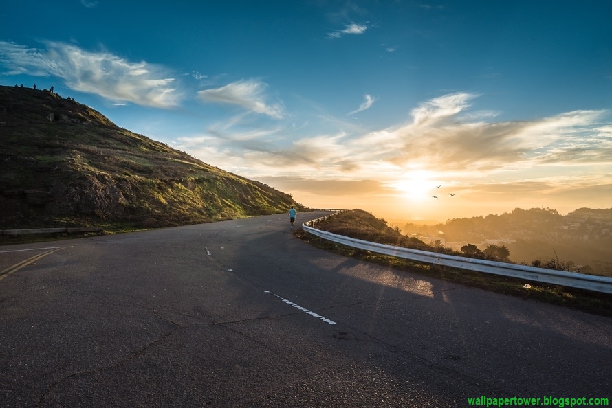 Road Dawn Mountains Sky - Wallpaper Tower