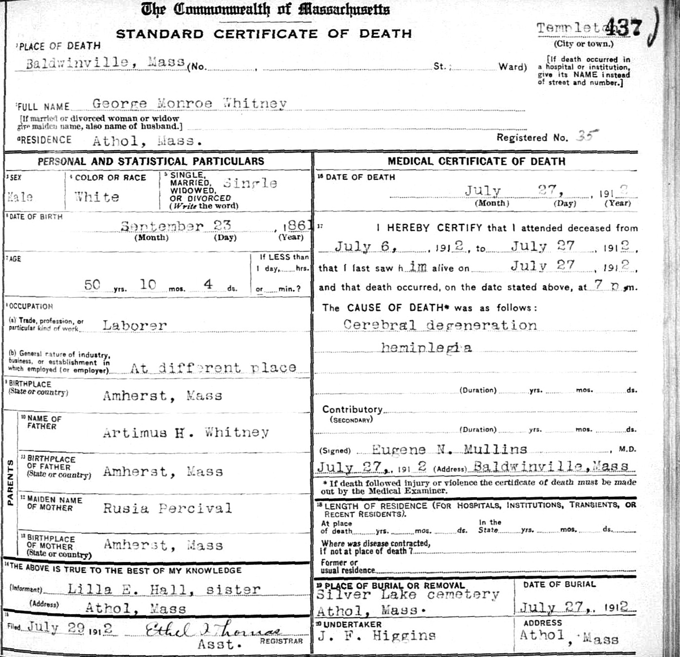 Gene Notes: Thriller Thursday - George M. Whitney