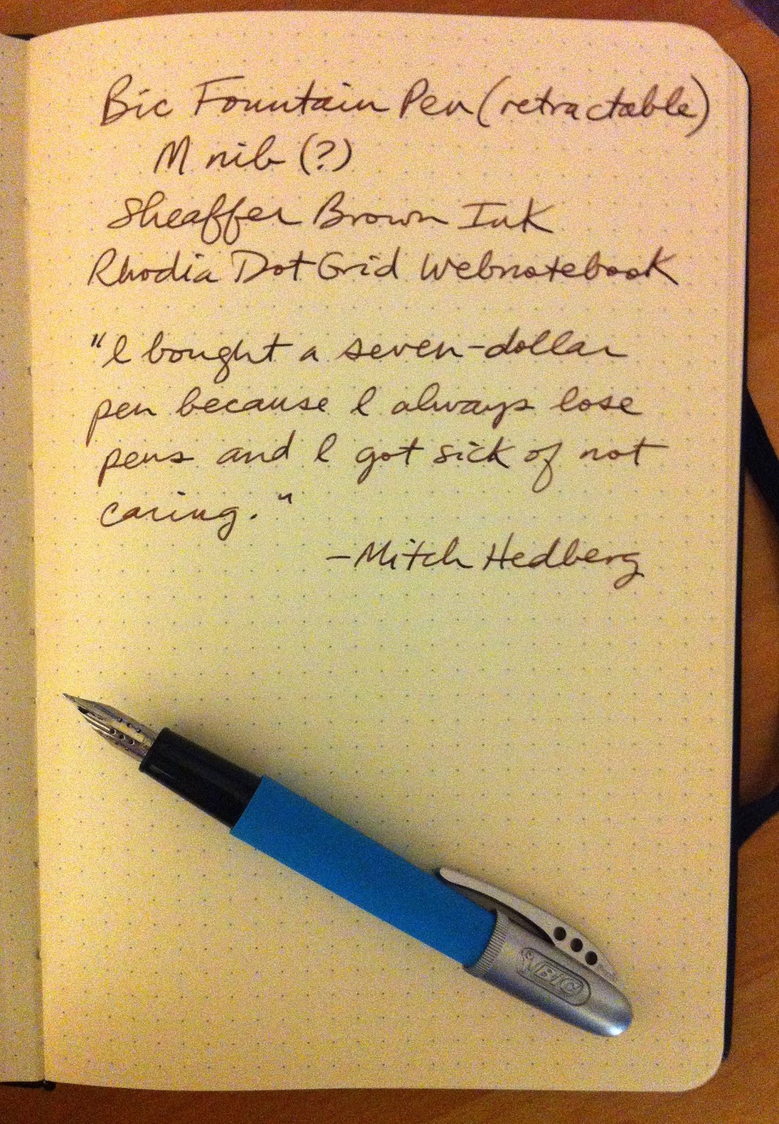 Writing By Hand: Review: Bic Fountain Pen