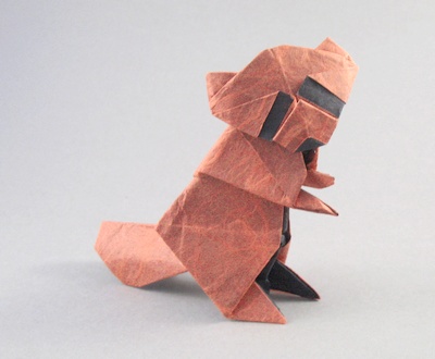 origami Raccoon Baby Noboru 3D ~ easy paper crafts for kids