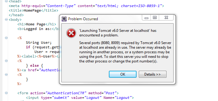 Behind Java Scene: Several Port(8080, 8009) Error how to remove without ...