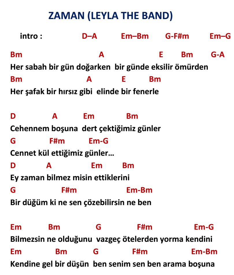 GitarVizyoN: LEYLA THE BAND-ZAMAN (AKOR+RİTİM)