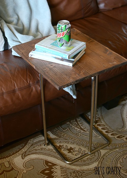 She's Crafty: How to makeover a Side Table to go Under the Couch