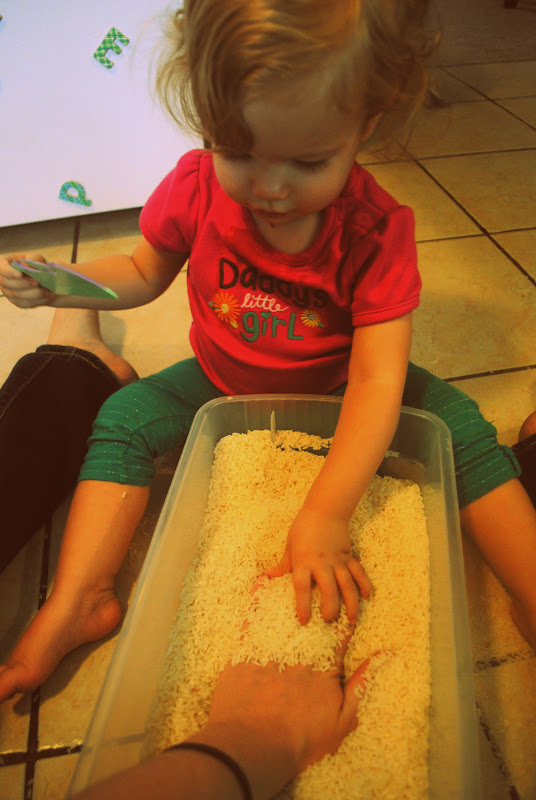 i thought of it second.: letter R sensory bucket.