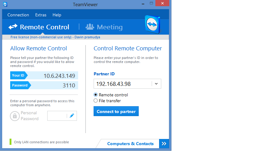Davin Skatel Blog: Cara Remote komputer menggunakan Team Viewer 9