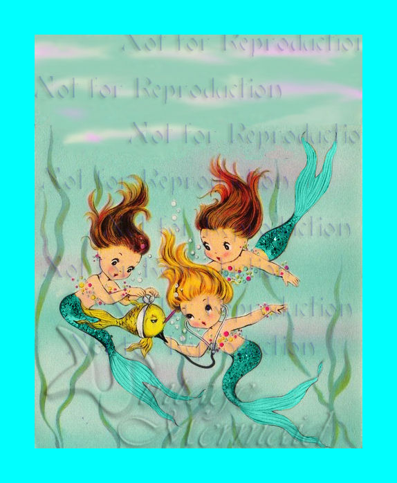 MERBABY FABRIC BLOCK: BABY MERMAIDS, MERBABIES, MERMAIDS FABRIC BLOCKS