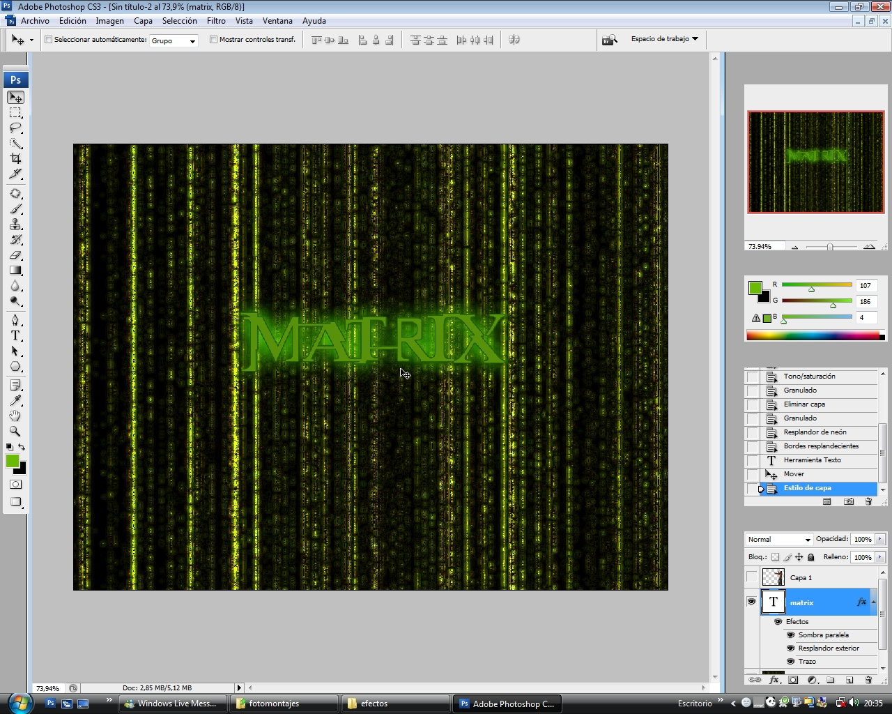 mi amigo el photoshop: Tutorial efecto matrix