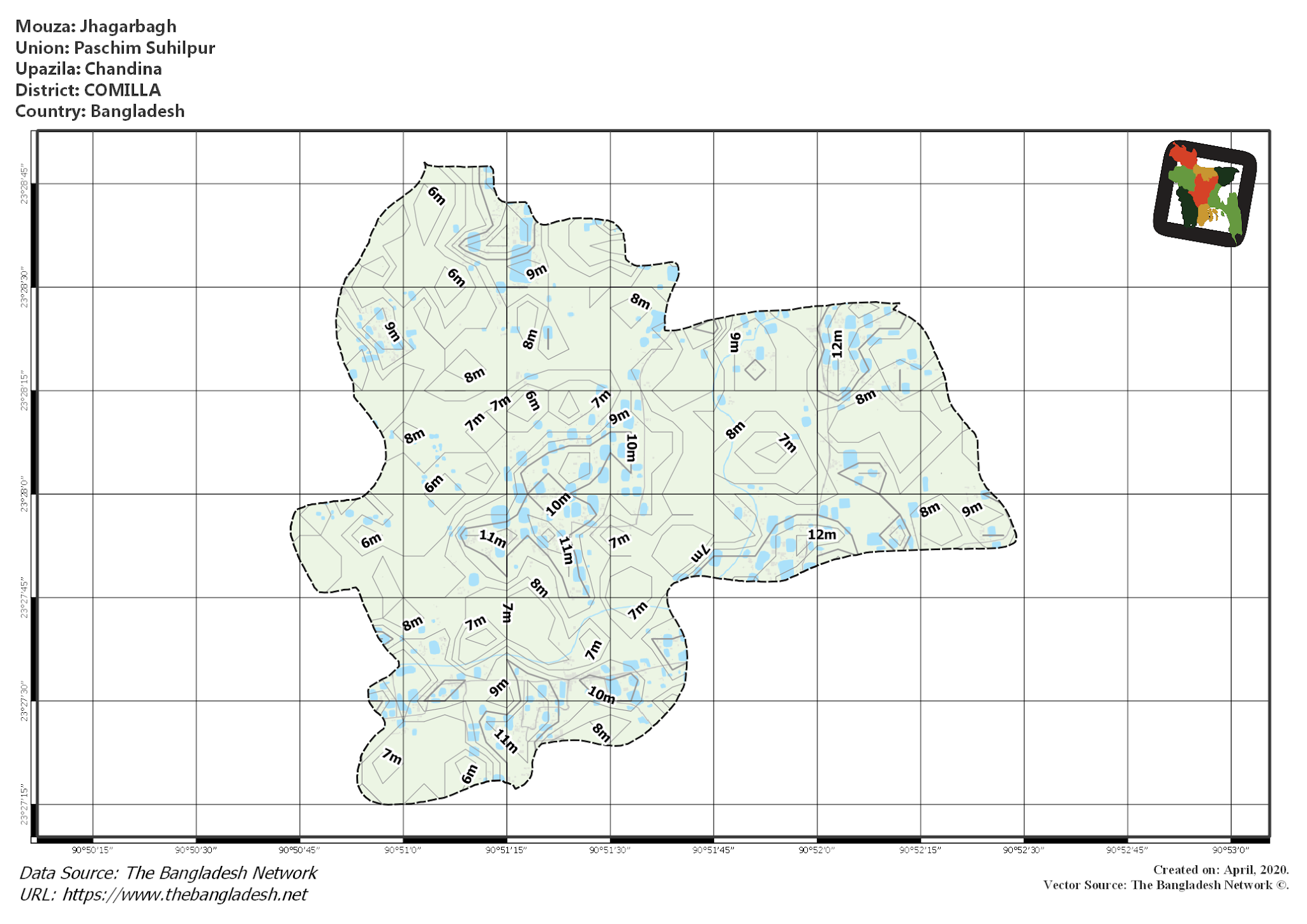 Map of Jhagarbagh Mouza, Chandina, Comilla