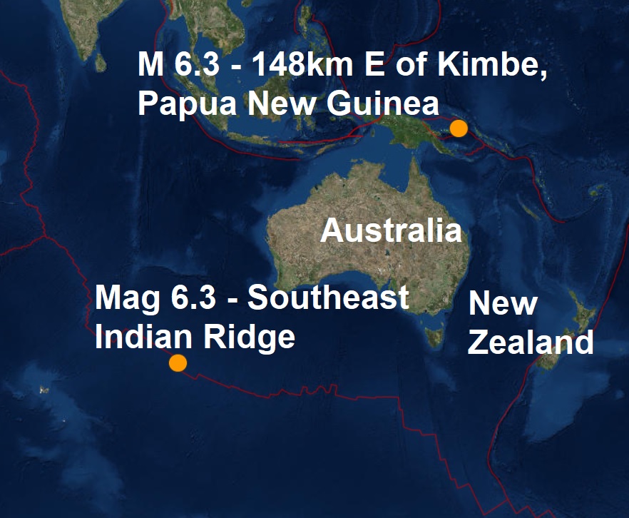 TBW : Two magnitude 6.3 quakes strike the Southeast Indian Ridge and ...