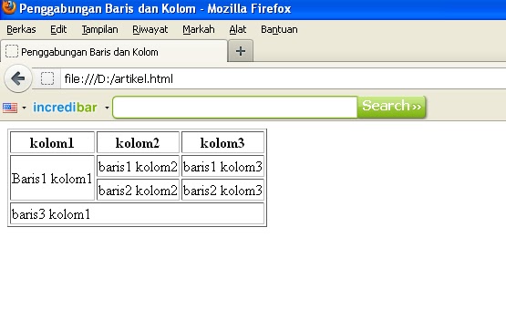 Menggabungkan Baris atau Kolom Tabel pada HTML