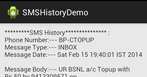 Android Hub 4 you : the free android programming tutorial: Android SMS History | Get Messages ...