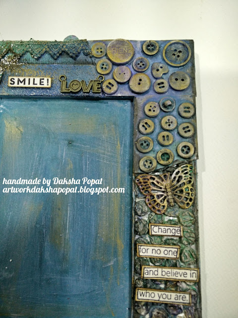 #Mixed media #MDF photo frame #Dylusions ink# inka gold#faber-castell ...
