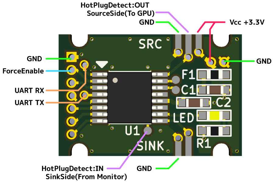DPHPDMA (version.1) - DisplayPort HPD Mod Adapter