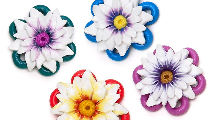 3D Polymer Clay Daisy Flower Bead Tutorial / The Beading Gem