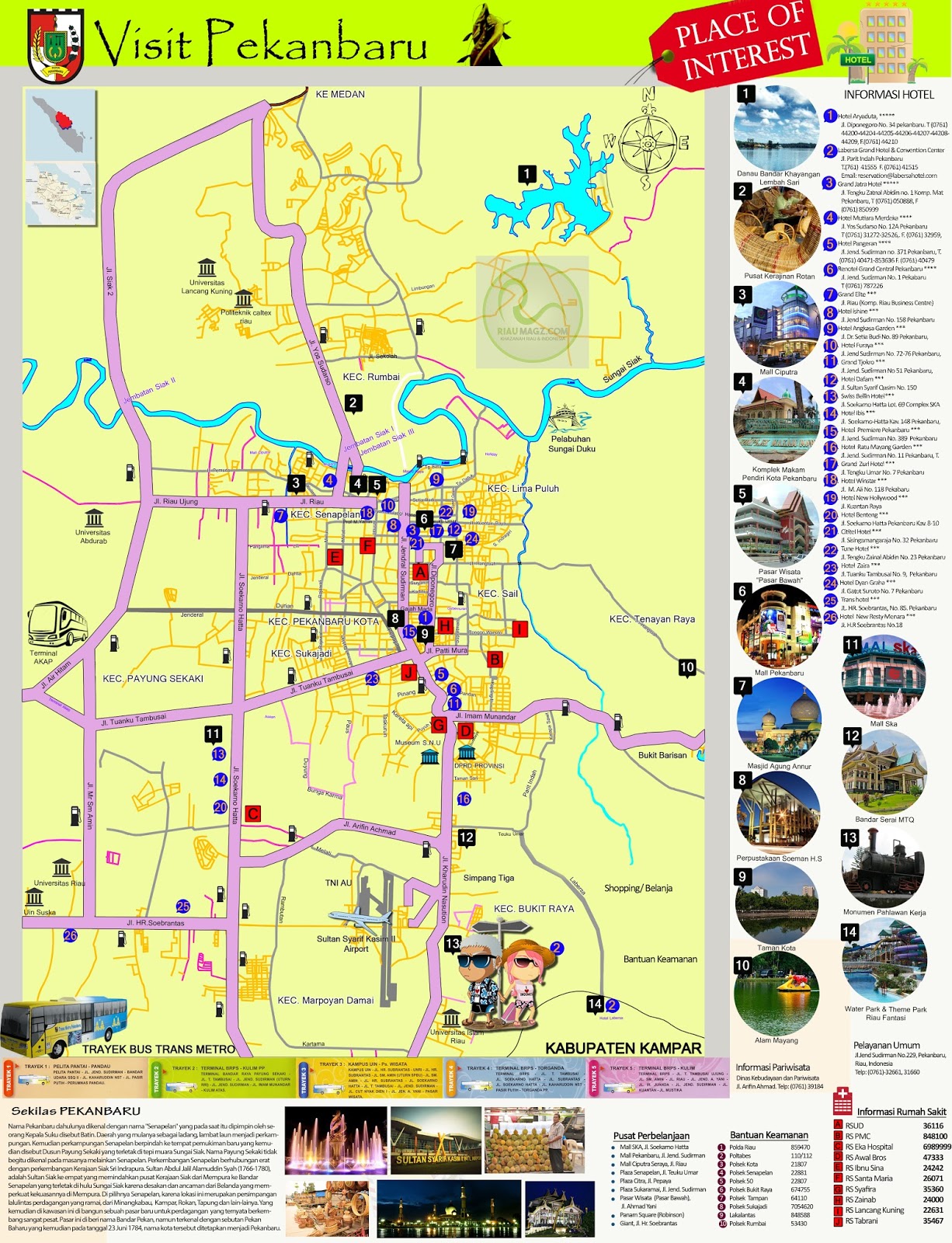 Peta Wisata Kota Pekanbaru - Tourism Map of Pekanbaru City - Riau ...