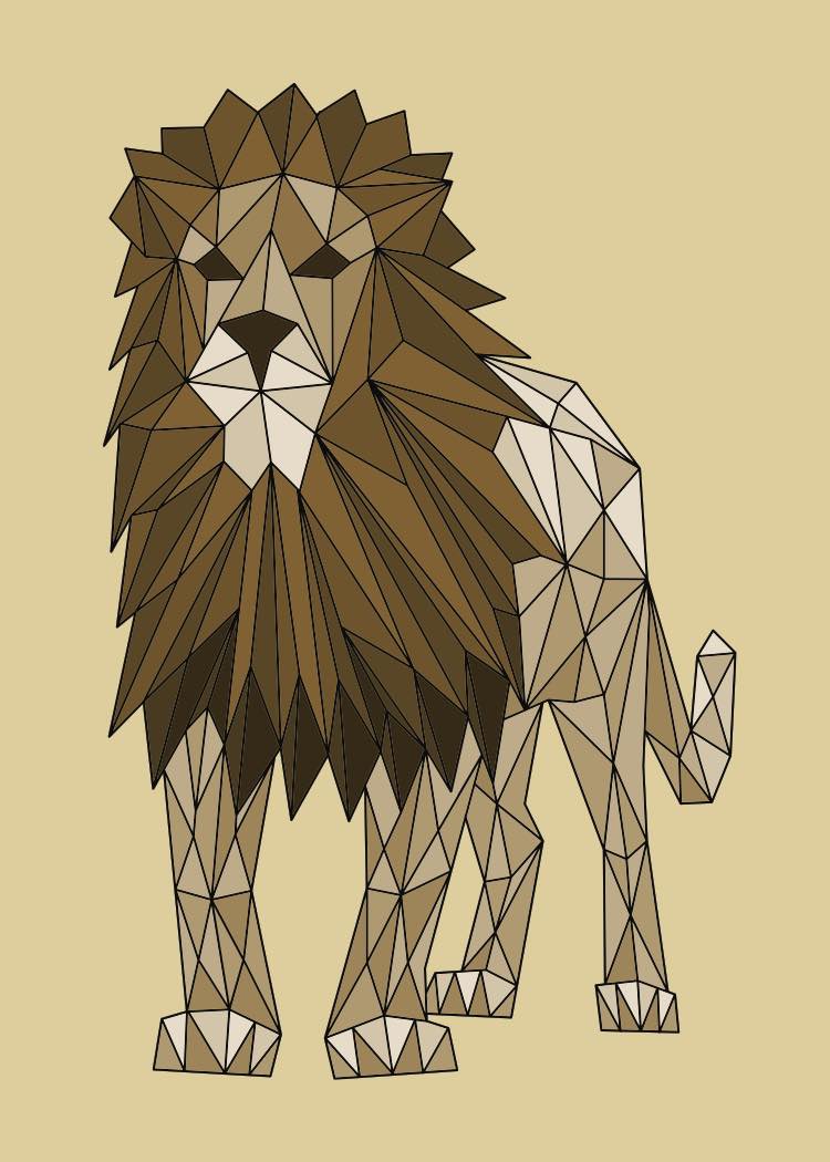 mike joos art: Geometric Lion
