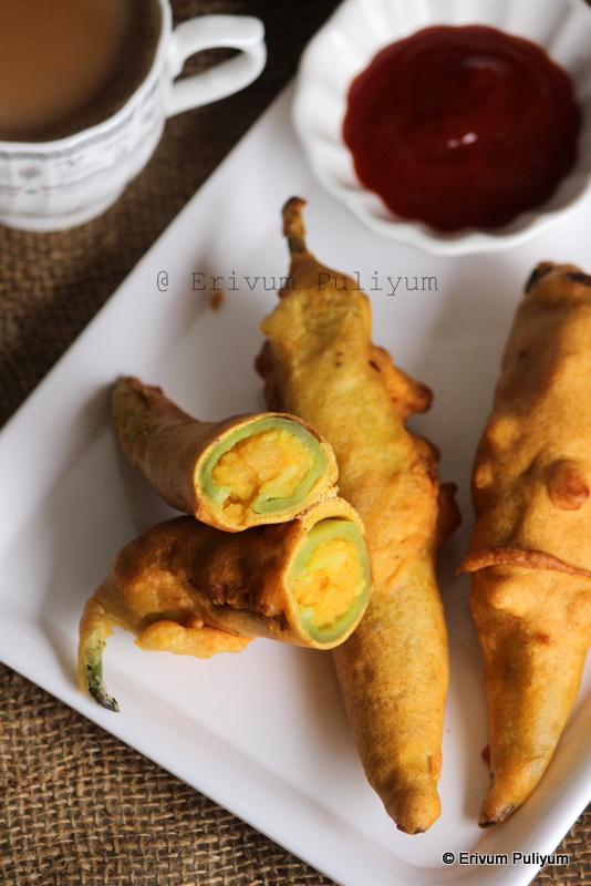 Erivum Puliyum: Mulaku Bajji Nirachathu | Stuffed Mirchi Bajji (Step by ...