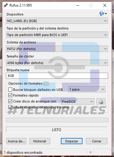 Crear pendrive booteable de un ISO con Rufus.